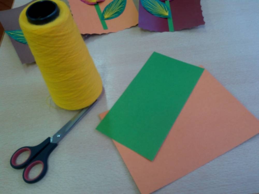 Мастер-класс открытки «Тюльпан для мамы». Техника ИЗО-Нить. (7 фото ...