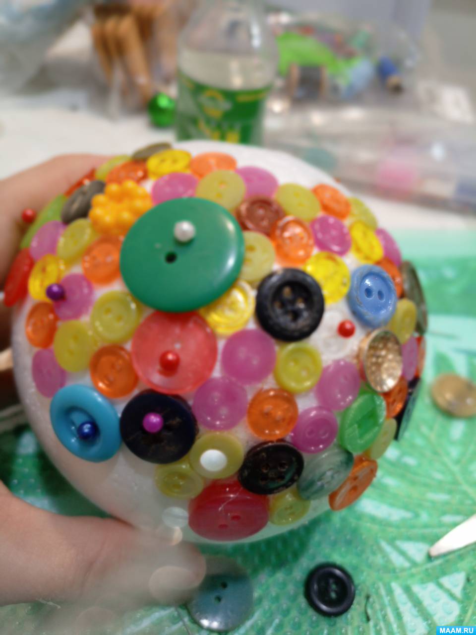 Новогодний шар с применением пуговиц своими руками (3 фото ...